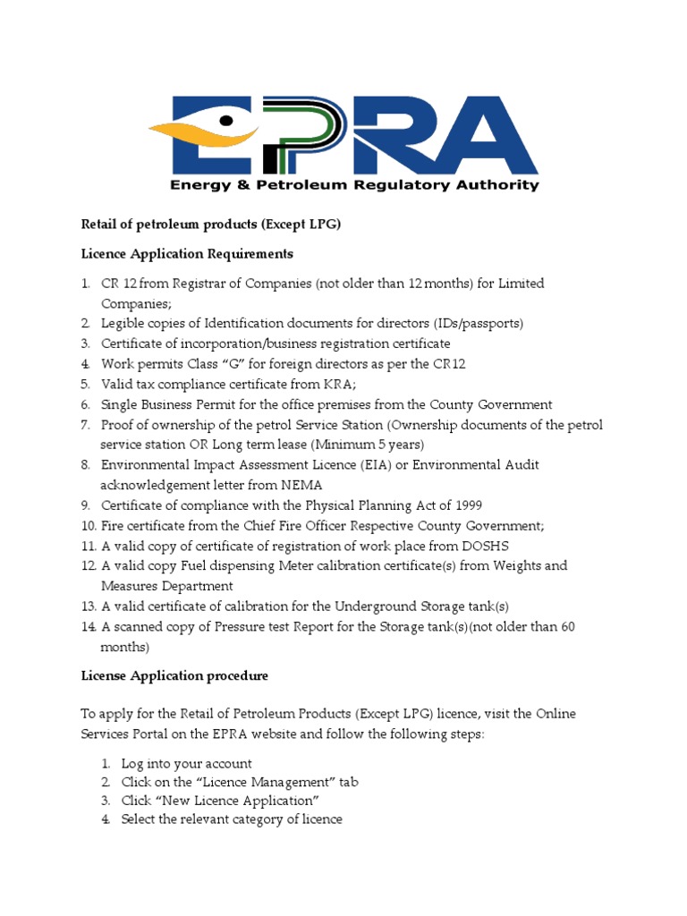 Petroleum Retail License Application Guide | PDF | Finance & Money ...