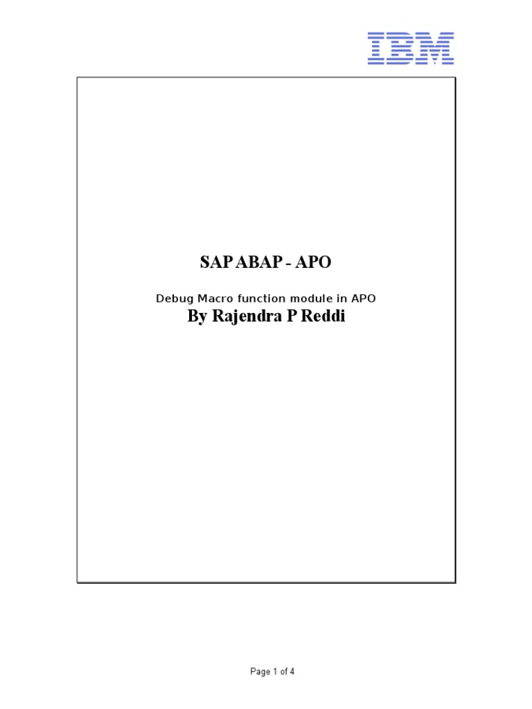 Debugging A Function Module Macro in SAP APO | PDF