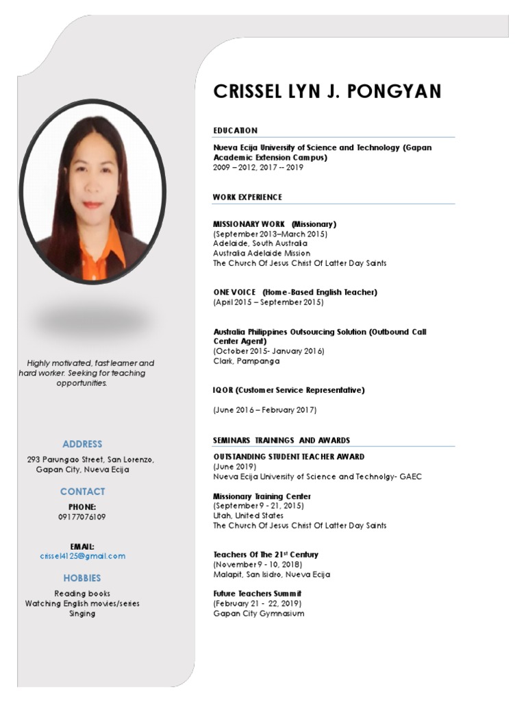 Resume G12 | PDF | Communication | Behavior Modification