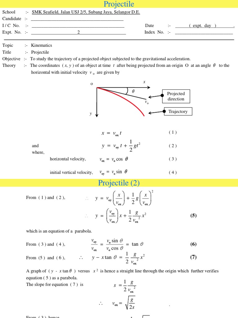 Experiment 2 Projectile | PDF | Trajectory | Applied And Interdisciplinary Physics