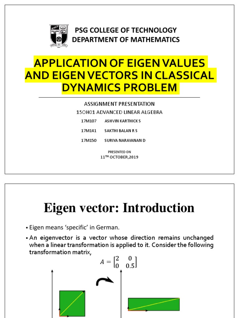 Eigenvalues in Classical Dynamics | PDF | Eigenvalues And Eigenvectors | Vector Space