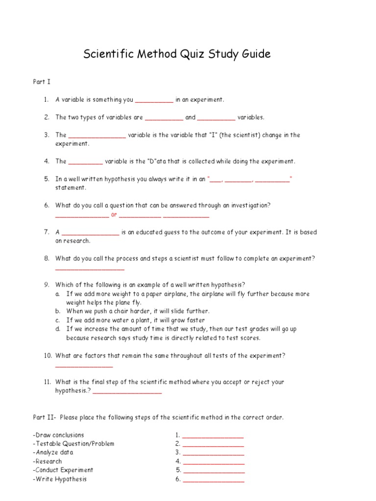 Scientific Method Test Study Guide2 | PDF | Scientific Method | Experiment