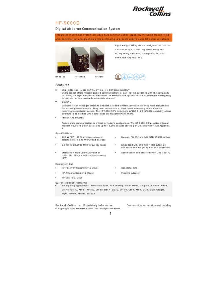 HF-9000D Product Sheet | PDF | High Frequency | Transmitter