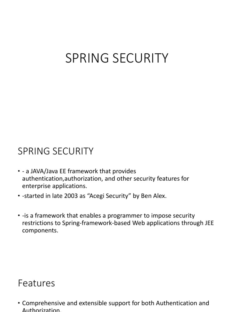 Spring Security: Authentication and Authorization Framework | PDF