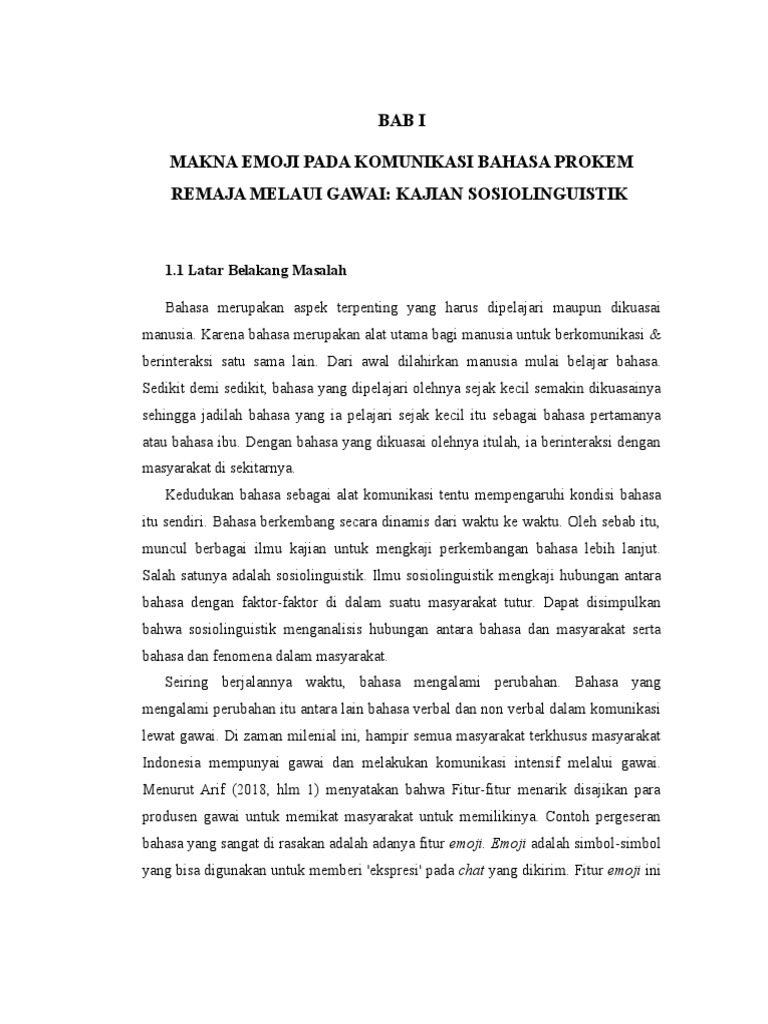 Analisis Pemakaian Emoji Pada Komunikasi Bahasa Prokem Remaja Fix | PDF | Ilmu Sosial