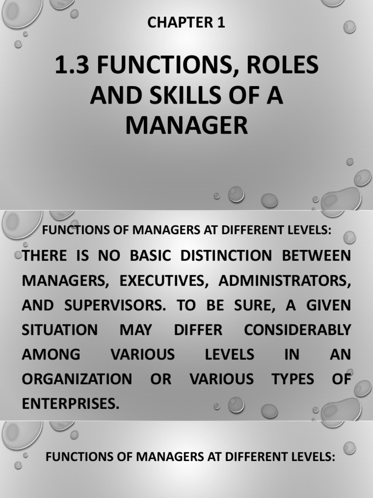 3 Functions, Roles and Skills of A Manager | PDF | Skill | Cognitive ...