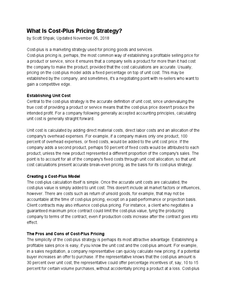 What Is Cost-Plus Pricing Strategy | PDF | Cost | Pricing