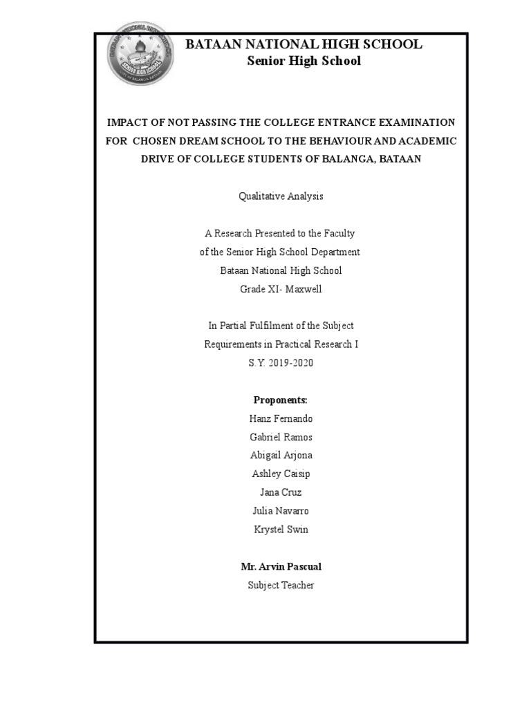 Impact of Failing College Entrance Exams on Behavior and Academics ...