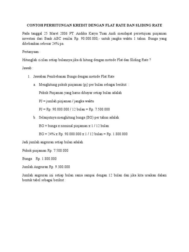 Cara Menghitung Bunga Flat Dan Sleding | PDF | Pengelolaan Keuangan & Uang