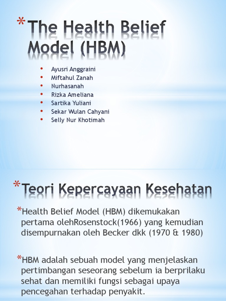 The Health Belief Model (HBM) | PDF