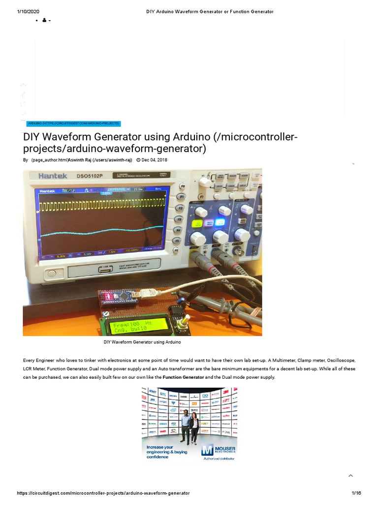 DIY Arduino Waveform Generator or Function Generator | PDF ...