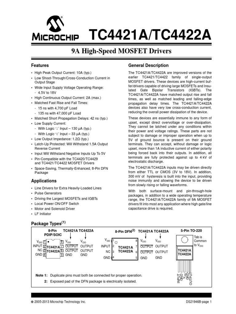 TC4421-22 Datasheet | PDF | Mosfet | Capacitor