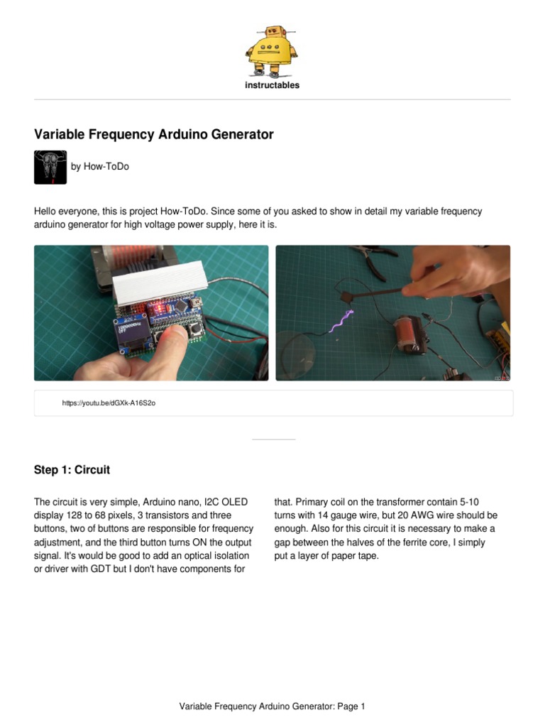Variable Frequency Arduino Generator Pdf