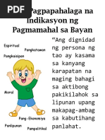 Mga Pagpapahalaga Na Indikasyon NG Pagmamahal Sa Bayan | PDF