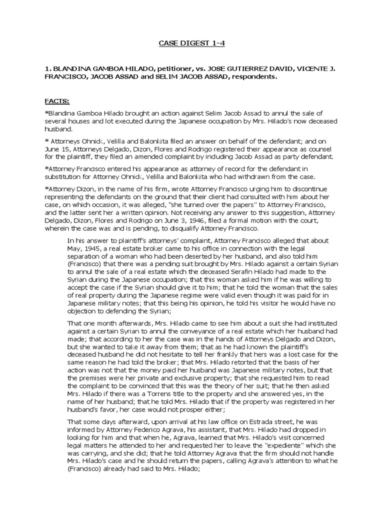 Case Digest 1-4 | PDF | Attorney's Fee | Lawyer