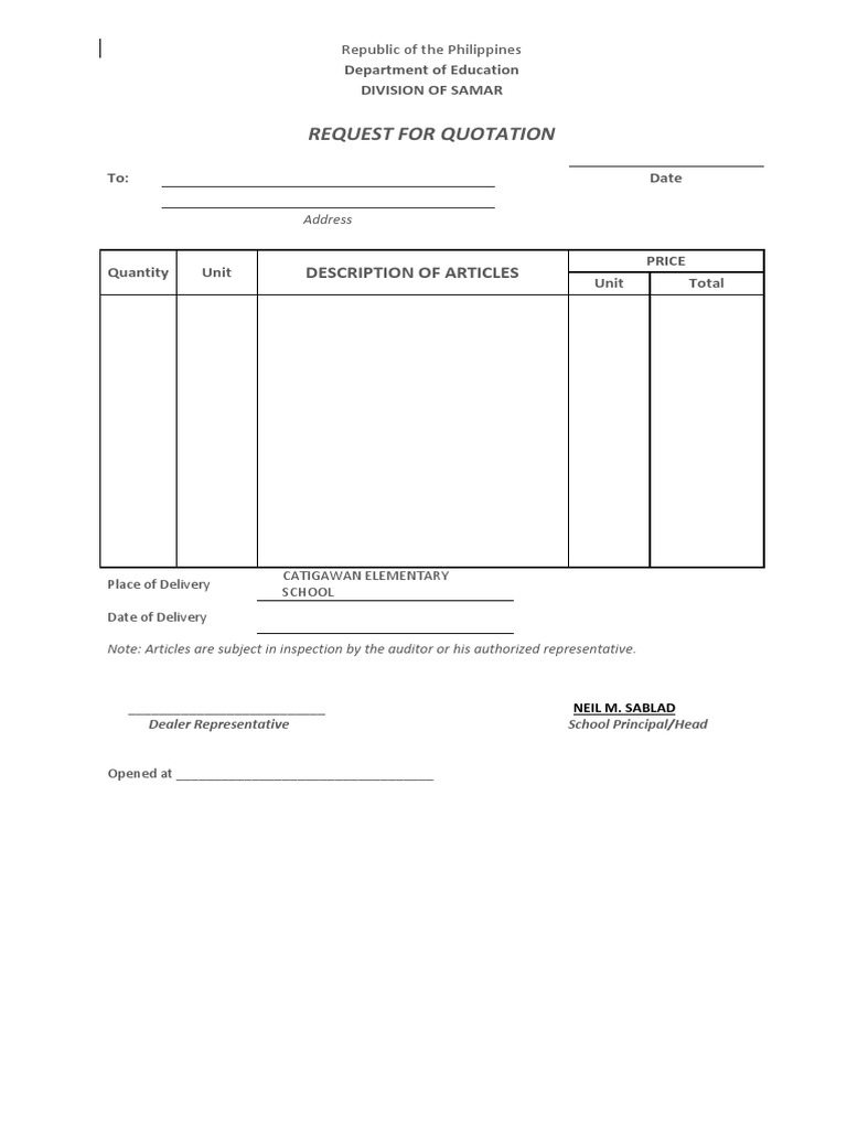 Request For Quotation | PDF | Business