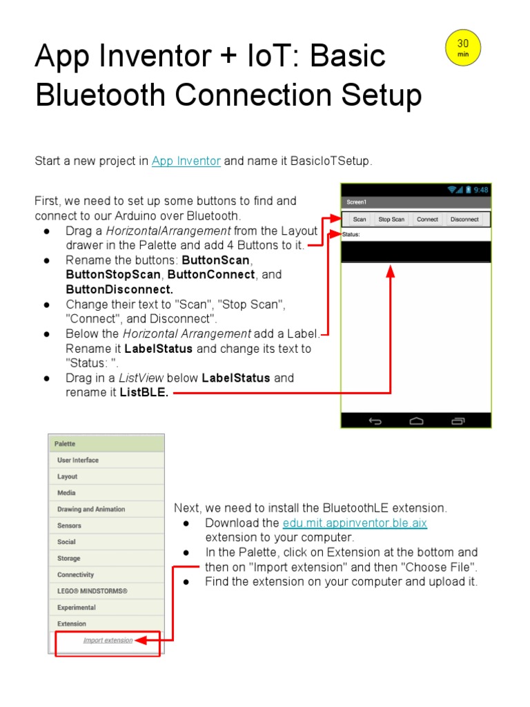 MIT App Inventor Basic Connection | PDF | Bluetooth | Electronics