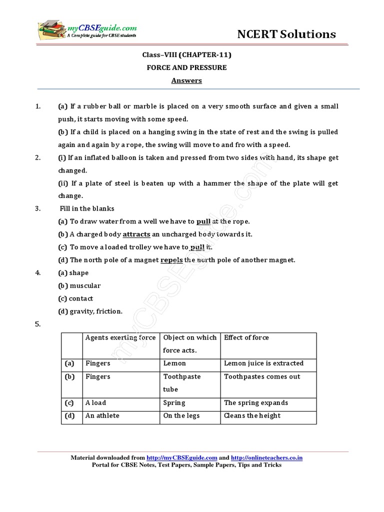 8 Force & Pressure PDF | PDF | Force | Gravity