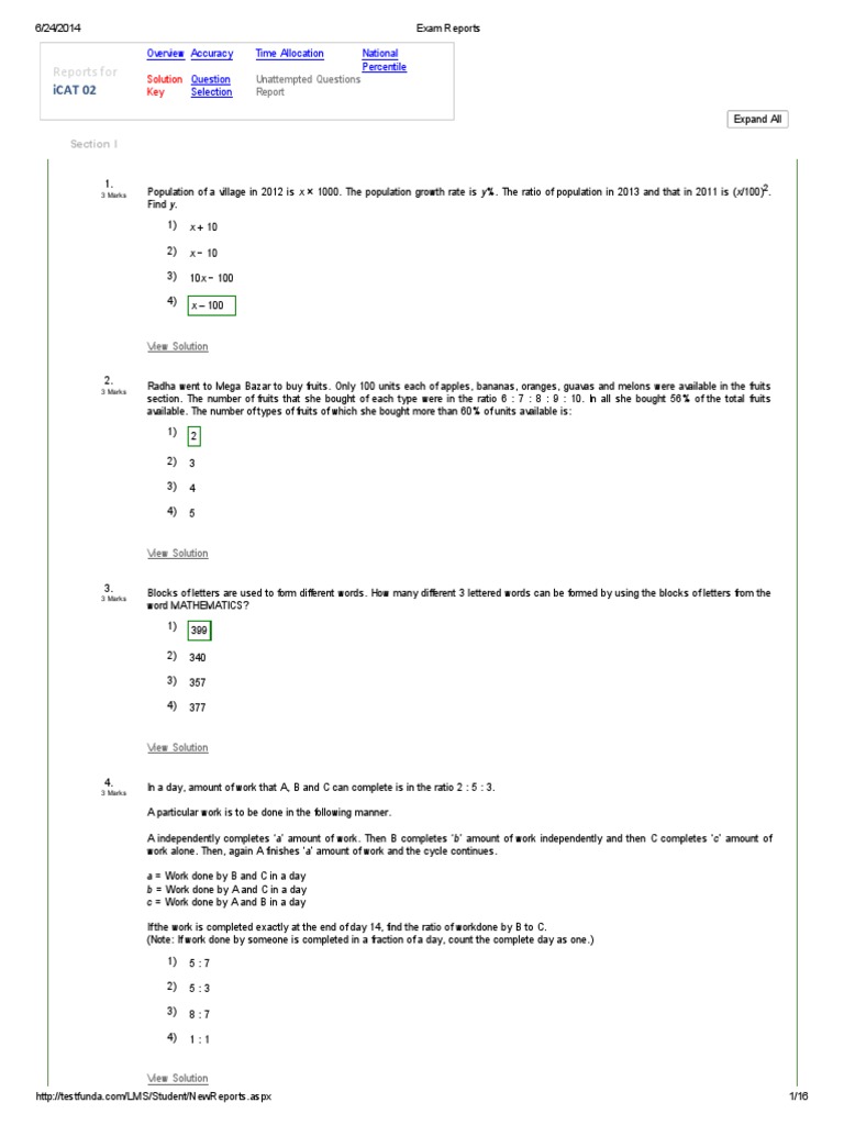 Test Funda Mock Cat - ICAT 2 - Questions PDF | PDF | Free Will ...