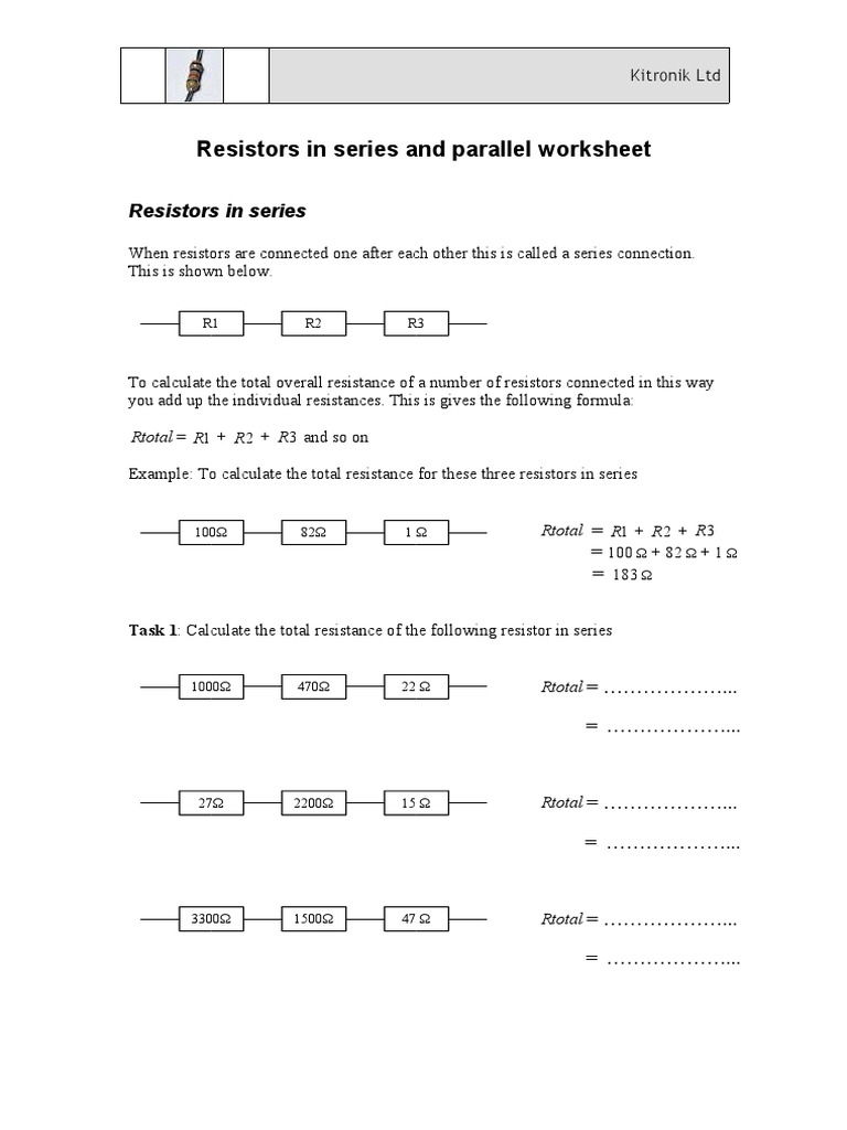 Resistors Series Parallel Worksheet Guide | PDF | Series And Parallel ...