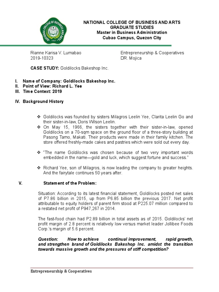 Case - Study - Lumabao, Rianne Karisa - Entrep | PDF | Entrepreneurship | Economies