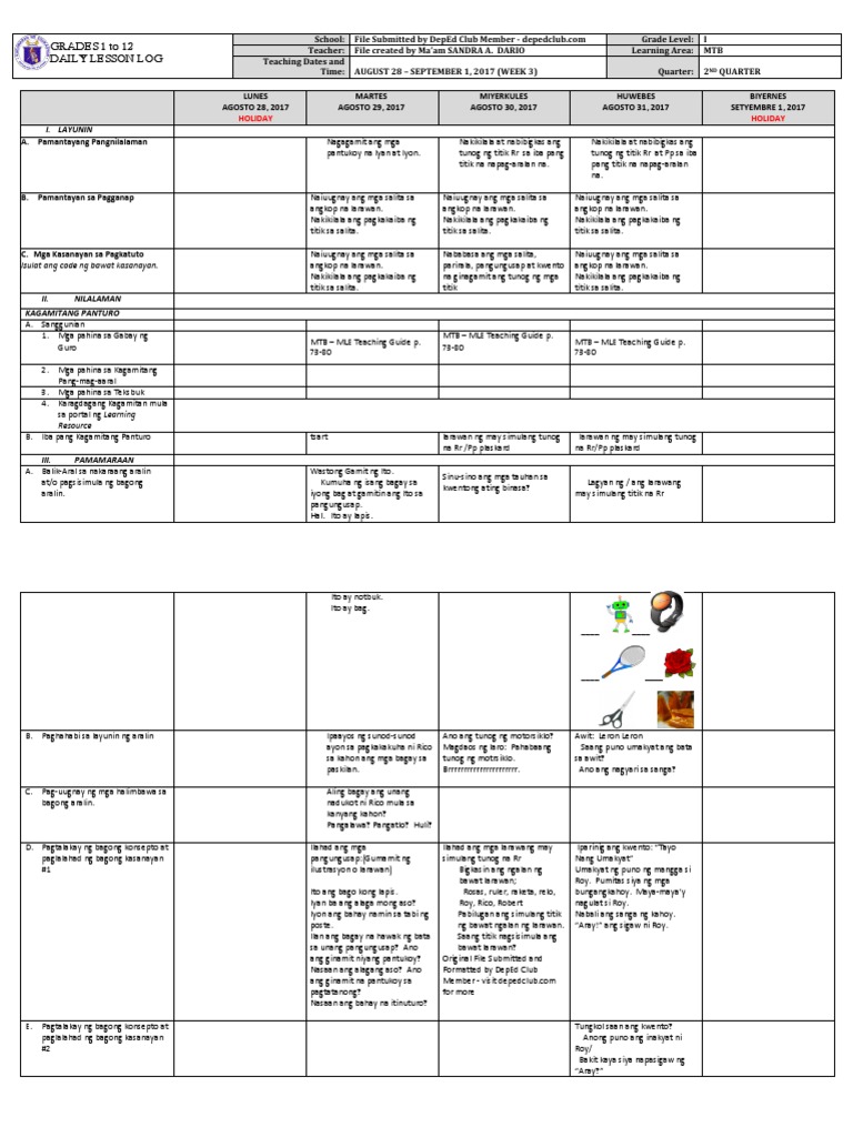 DLL - MTB 1 - Q2 - W3 | PDF