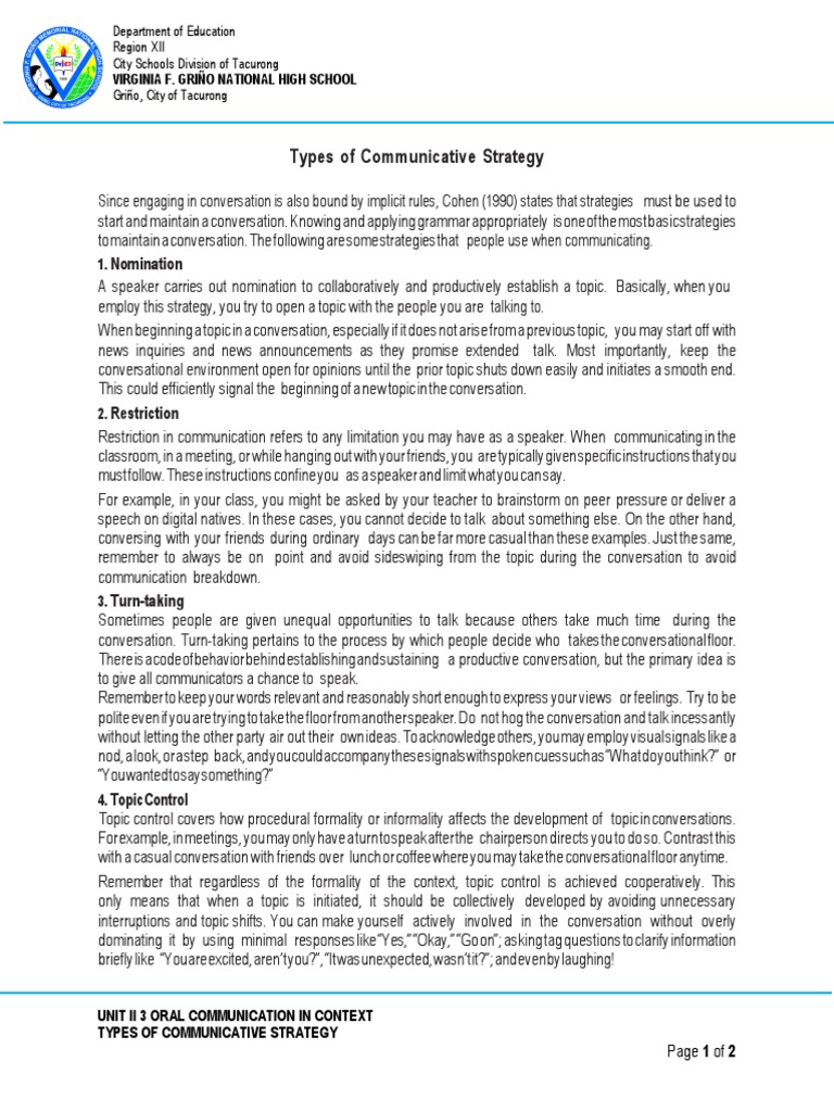 Understanding Topic Control Strategies | PDF | Conversation | Behavior ...