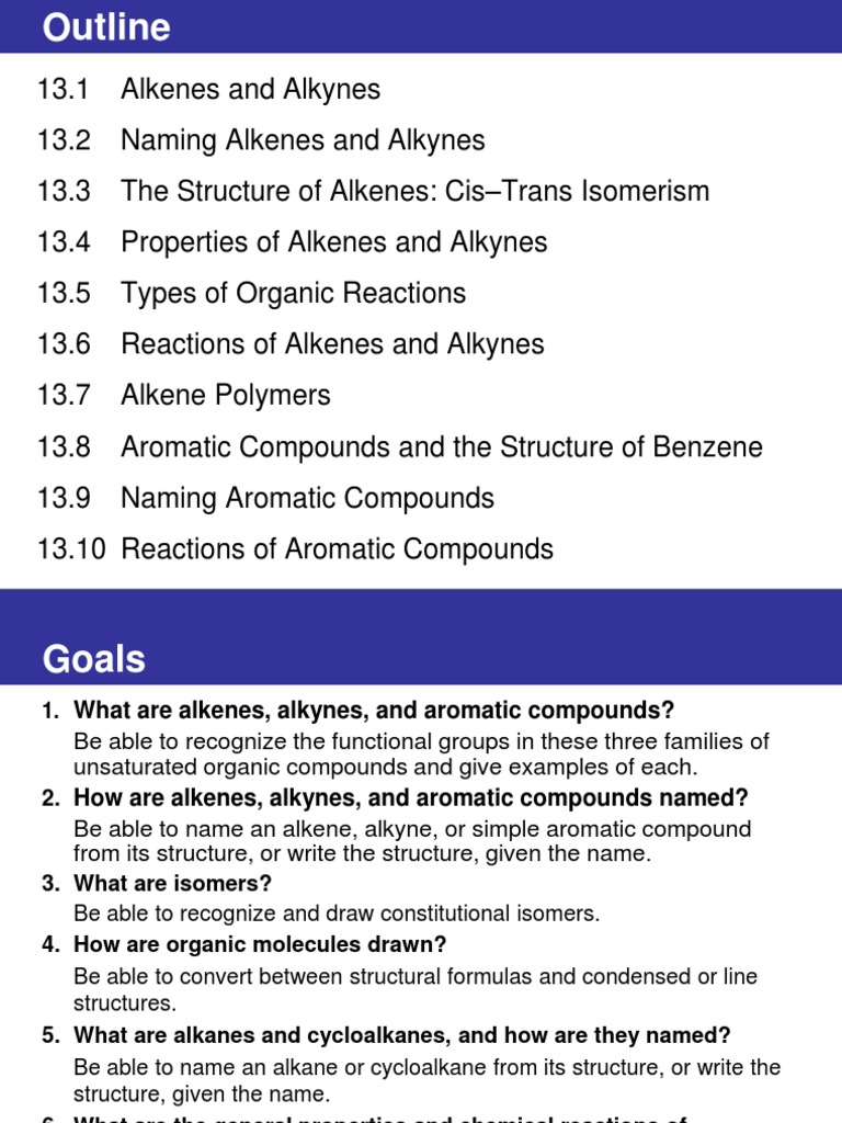 Organic Chemistry - Alkenes, Alkynes, and Aromatic Compounds | PDF ...
