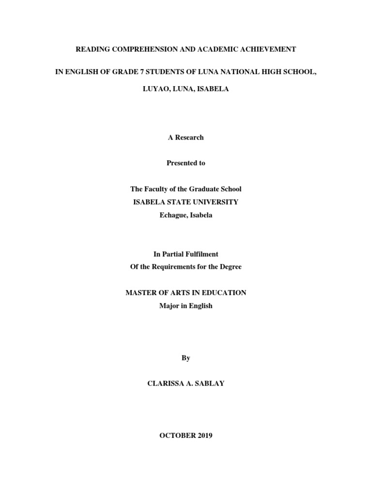 Reasearch Proposal IMRAD Format | PDF | Reading Comprehension | Cognition