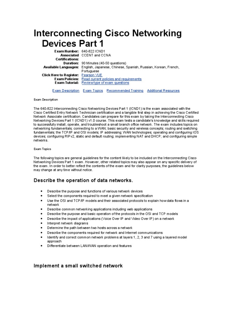 Interconnecting Cisco Networking Devices Part 1 | PDF | Cisco Certifications | Computer Network