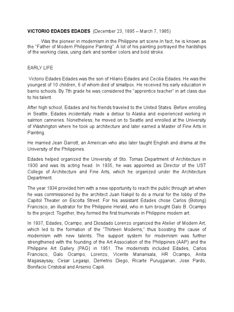 Victorio Edades | PDF | Philippines | Paintings