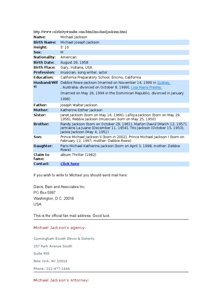 Michael Jackson Profile | PDF | Social Science
