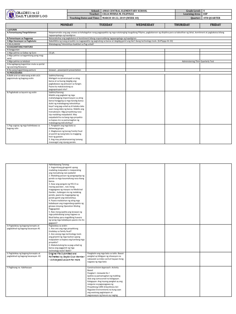 DLL - Esp 5 - Q3 - W10 | PDF