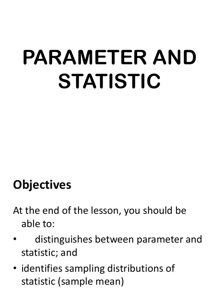 Parameter vs Statistic Guide | PDF | Mean | Variance