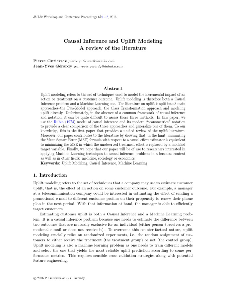 Causal Inference and Uplift Modeling Review | PDF | Machine Learning ...