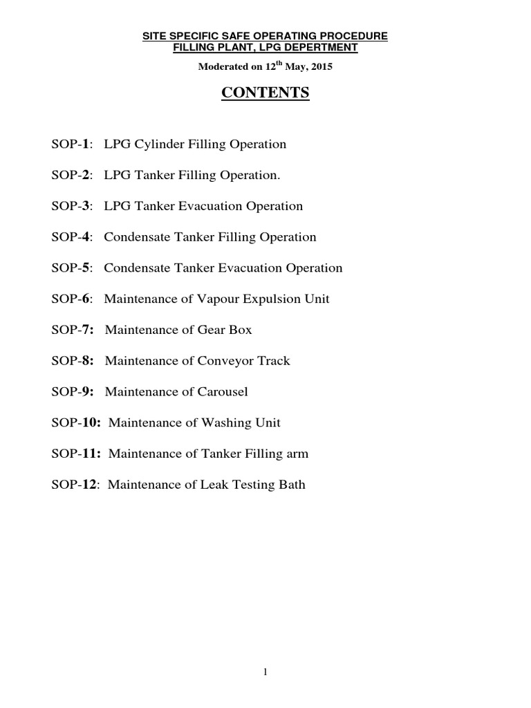 SOP Filling Plant Section | PDF | Oil Tanker | Liquefied Petroleum Gas