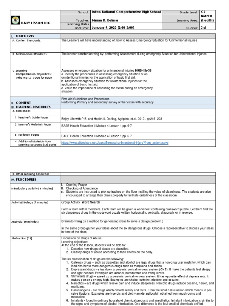 LP For My Observation Round 2 | PDF | Drugs | Teachers