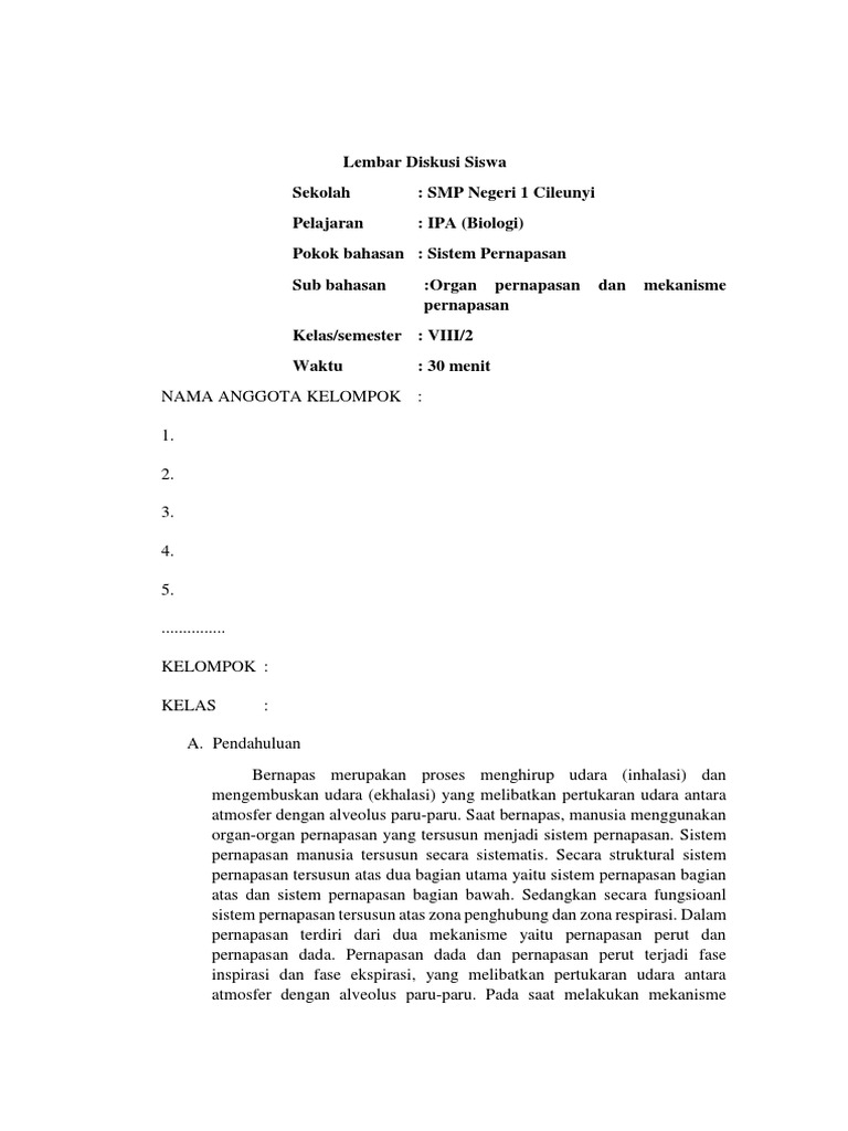 Lembar Diskusi Siswa Fix | PDF