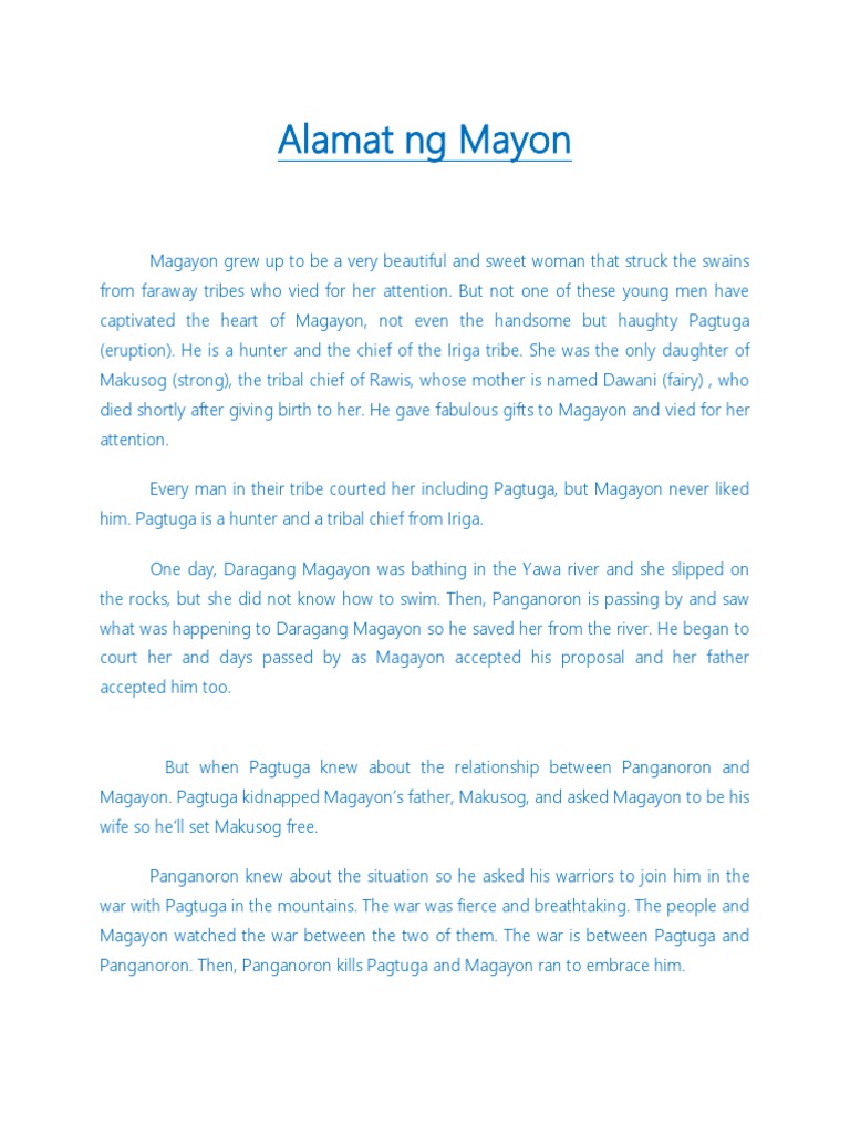Alamat ng Mt. Mayon: The Legend of Magayon | PDF