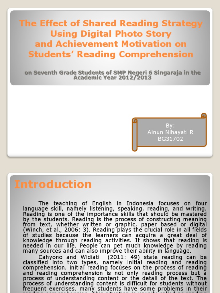 The Effect of Shared Reading Strategy Using Digital | PDF | Reading ...