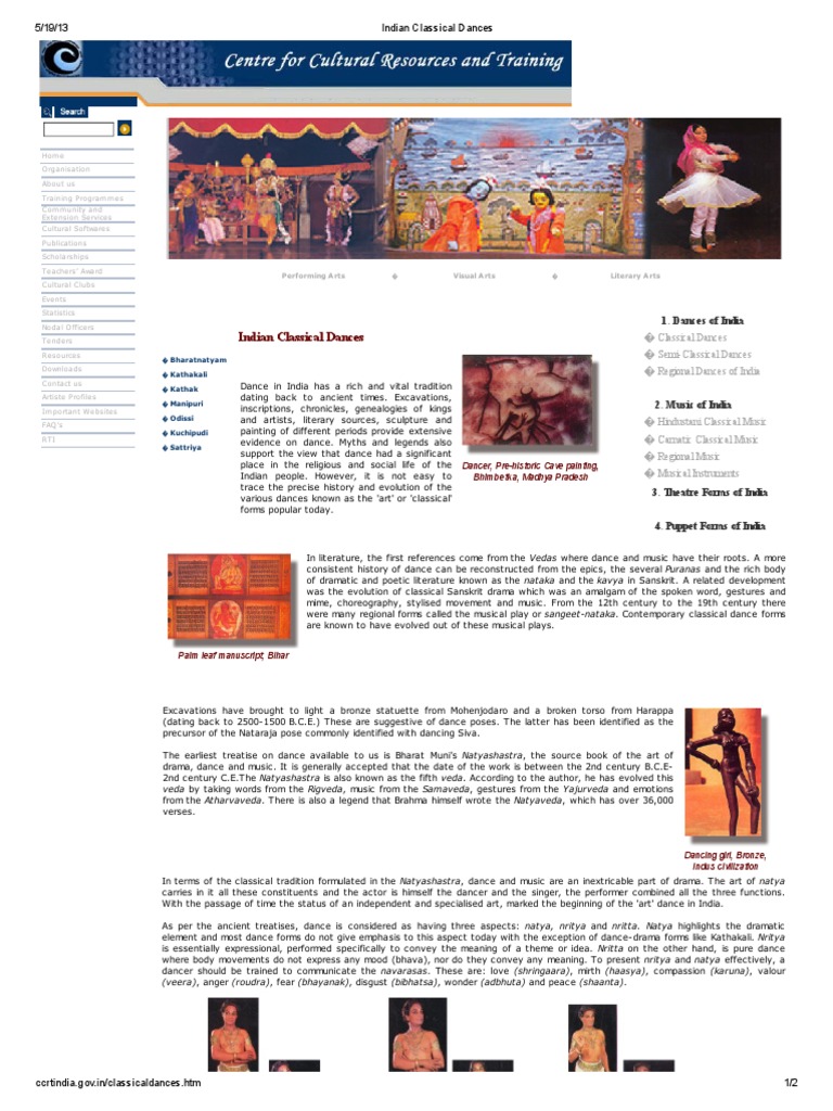 Indian Classical Dance Forms Overview | PDF | Dances | Vedas