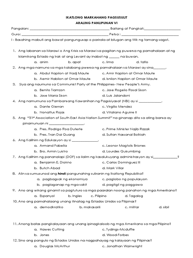 PT - AP 6 - Q3 Final | PDF