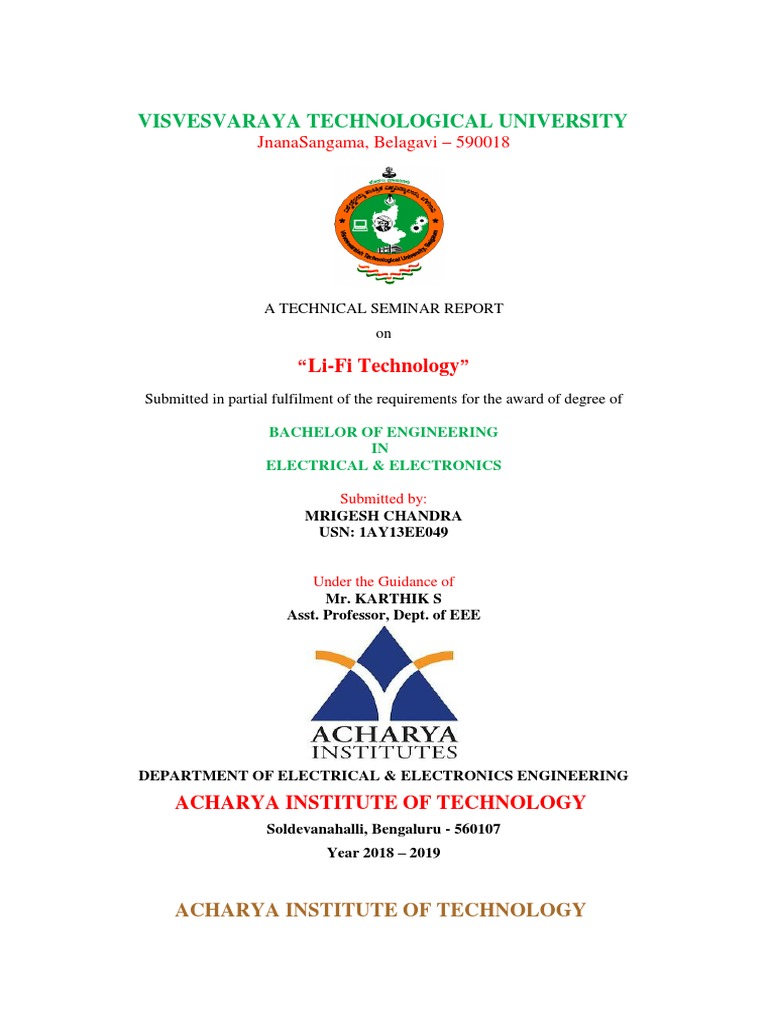 Li-Fi Technology Technical Seminar Report | PDF | Light Emitting Diode ...