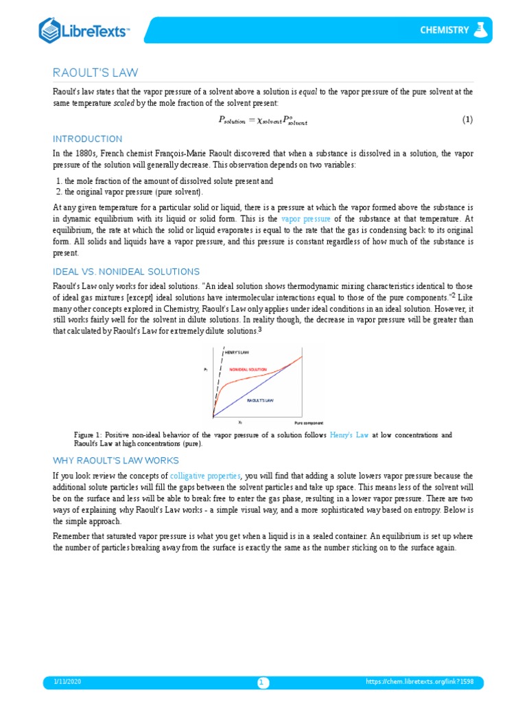 Changes in Vapor Pressure, Raoult's Law | PDF | Solution | Melting Point
