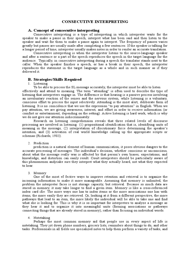 Consecutive Interpreting | PDF | Language Interpretation | Memory