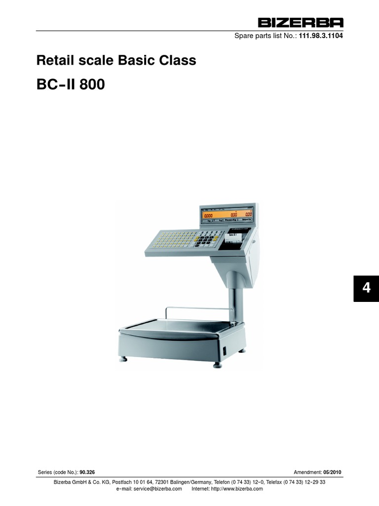 Bizerba BC-II 800 Spare Parts List | PDF | Media Technology | Office ...