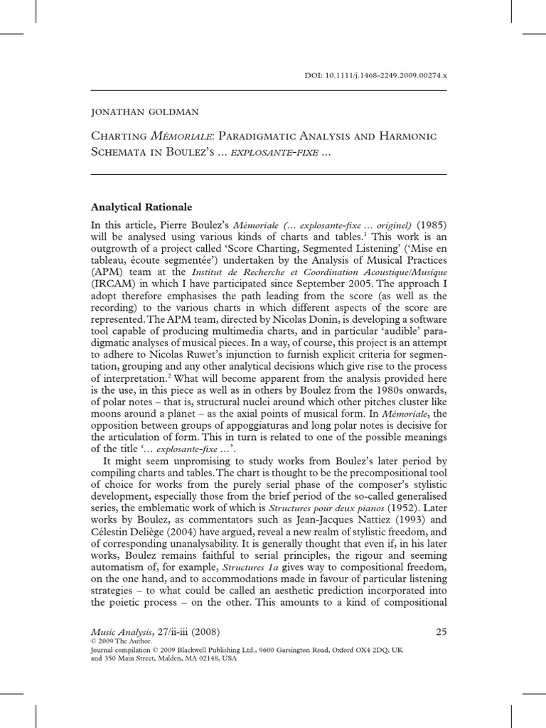 Goldman, Boulez Explosante Fixe PDF | PDF | Violin | Elements Of Music