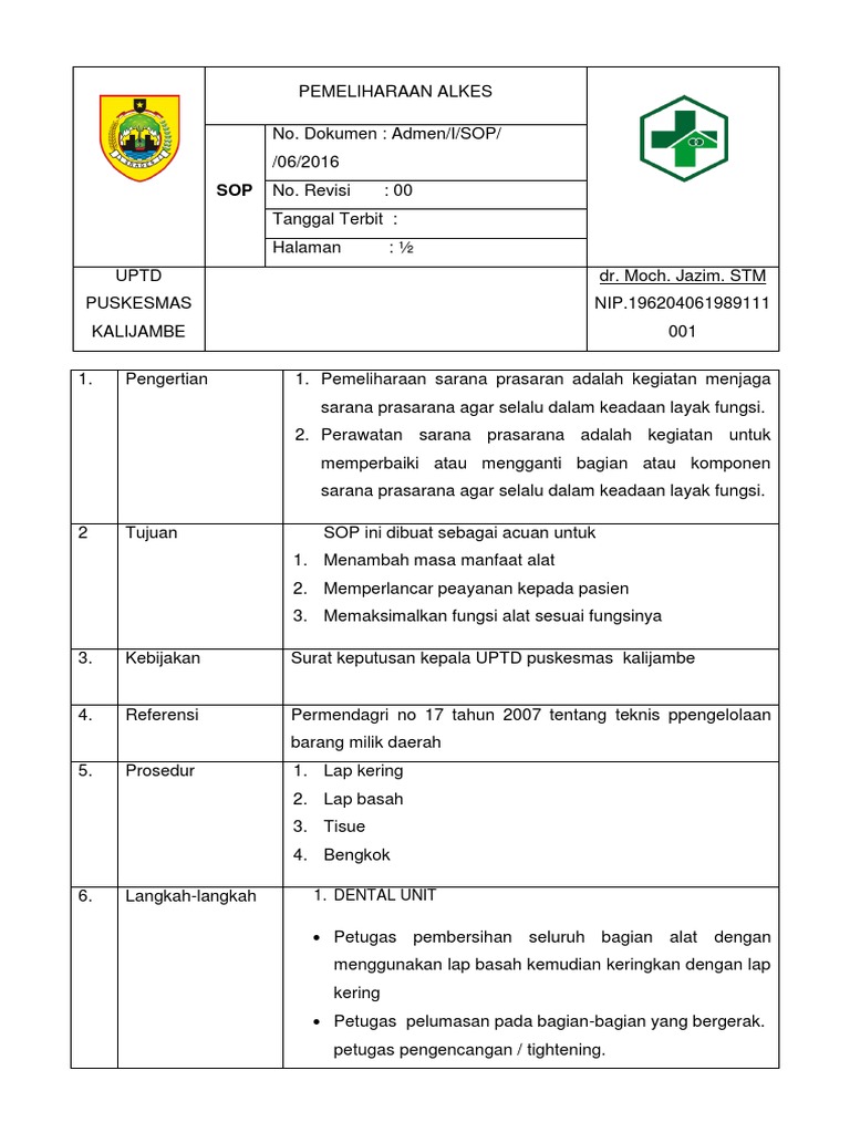 Sop PEMELIHARAAN ALKES | PDF