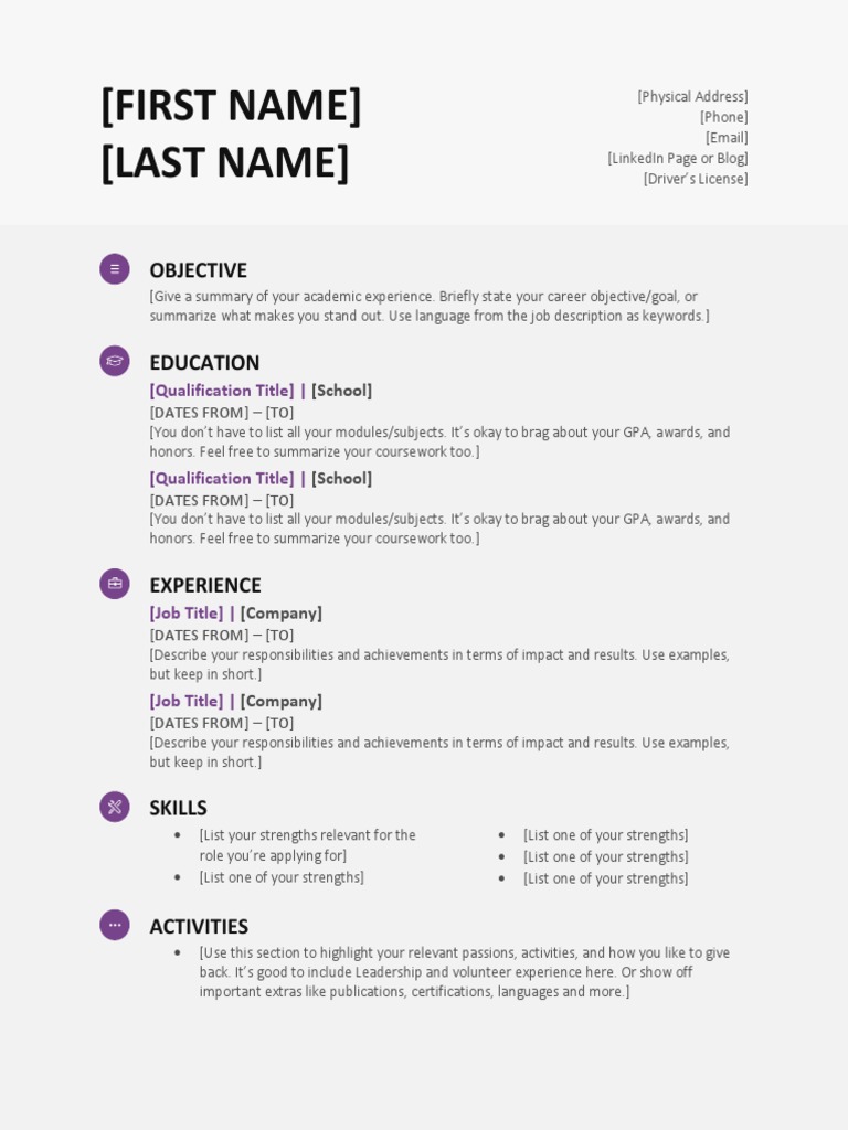 Student CV Template and Guidelines | PDF