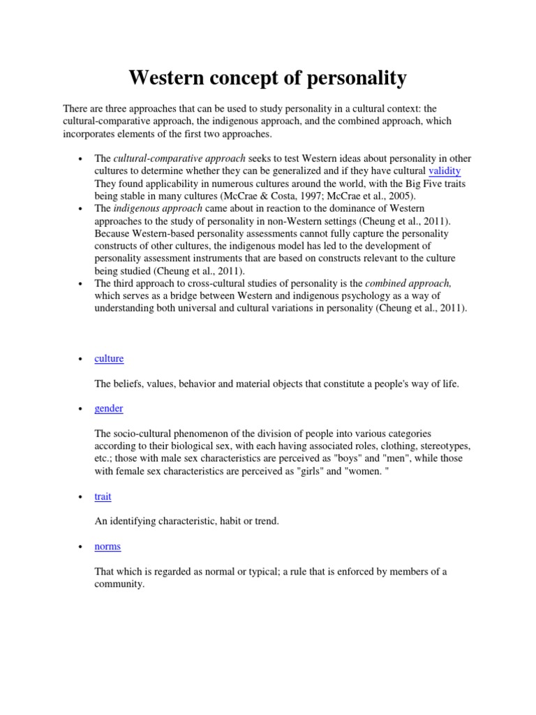 Western Concept of Personality | PDF | Gender | Gender Studies